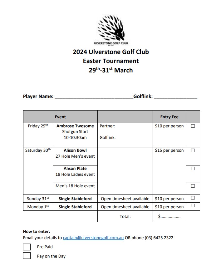 External Events – Kingston Beach Golf Club